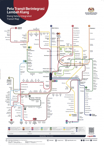 Klang Valley Integrated Transit Map 2021 (KTM, LRT, ERL, Monorail, BRT ...